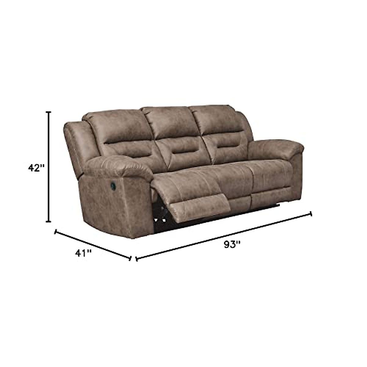 Signature Design by Ashley Stoneland Faux Leather Manual Pull Tab Reclining Sofa, Light Brown