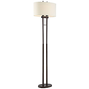 Franklin Iron Works Roscoe Modern 62" Tall Standing Floor Lamps Set of 2 Lights Twin Pole Pull Chain Brown Roman Bronze Finish Living Room Bedroom House Reading Office Home Decor Entryway Dining