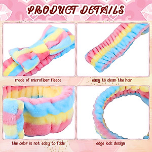 Jexine 24 Pieces Facial Makeup Headbands Spa Headband Bulk Bow Hair Head Band Fluffy Plush Headband with Gift Bags for Women Girls