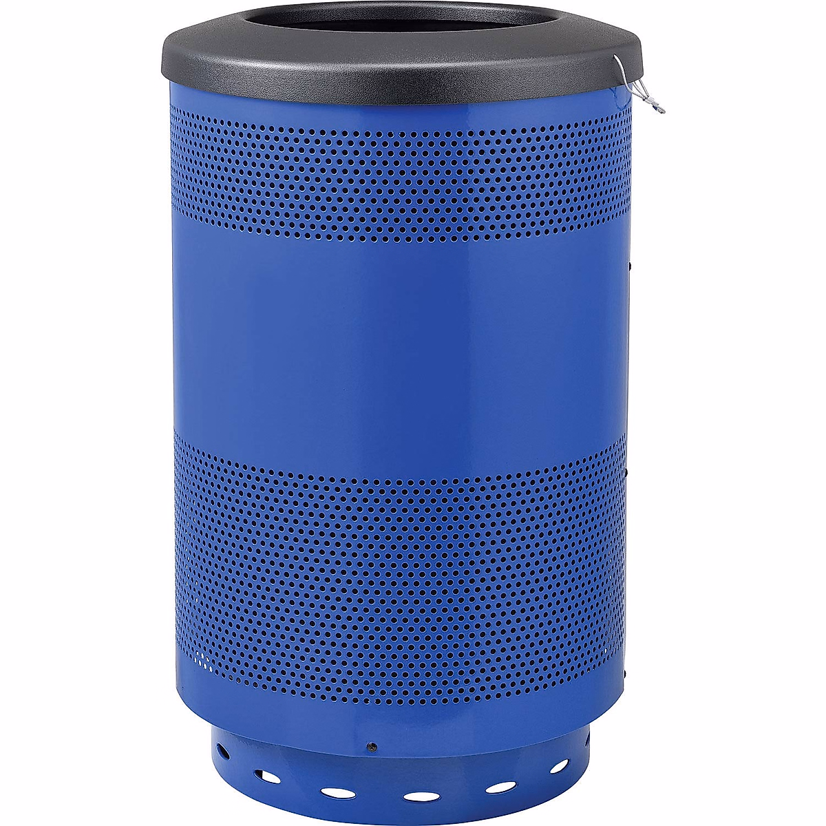 Global Industrial 55 Gallon Perforated Steel Receptacle with Flat Lid, Blue