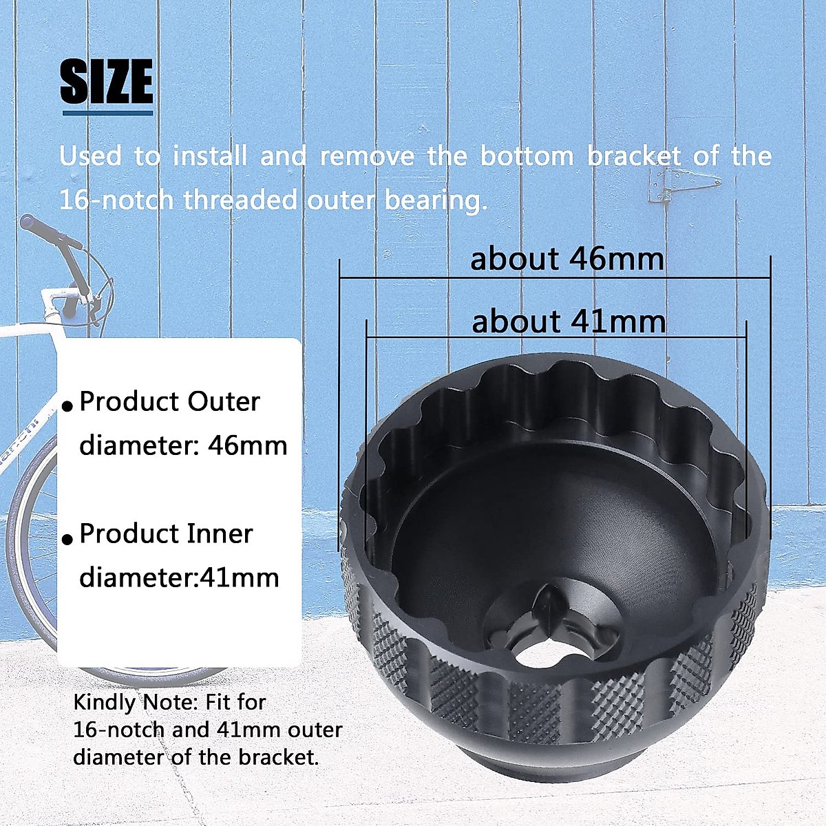 PEATOVIE 16-Notch Bottom Bracket Tool Bottom Compatible with Shimano BBR60, MT-800, etc.-Black(Compatible with BBT-59.2)