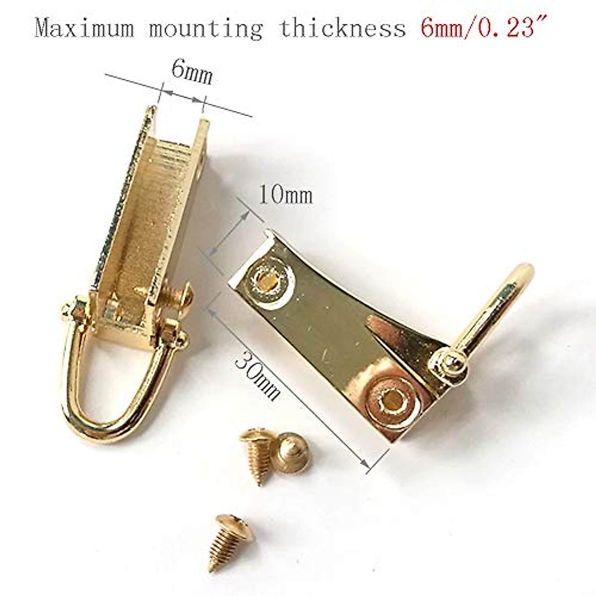 Metal Hook, U-Shaped Hardware Clip Left and Right Movable Ears for Bag Purse Modification and Repair Accessories 2 Pairs (Gold)