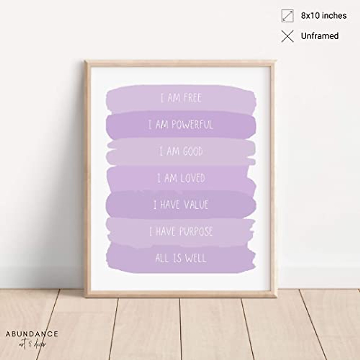 Positive Affirmations Art Inspirational Wall Art for Girls Room Purple Aesthetic Wall Décor for Toddler Bedroom Purple Nursery Wall Art Purple Wall Decor for Girls Bedroom UNFRAMED (Purple, 8x10)