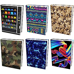 Easy Apply, Reusable Book Covers 6 Pk. Best Jumbo 9x11 Textbook Jacket for Back to School. Stretchable to Fit Most Medium Hardcover Books. Perfect Fun, Washable Designs for Girls, Boys, Kids and Teens