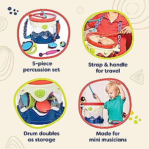B. toys – Musical Drum- 7 Instruments Toy Drum Kit- Drumroll Please- Musical Toys for Kids 18 months + (7-Pcs)