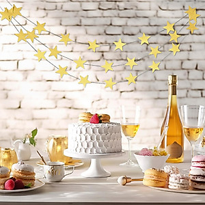 Gold Star Banner, 13Ft Glitter Paper Star Garland Hanging Stars Party Decorations for Birthday Easter Sunday Bridal Shower Baby Shower Wedding Decor