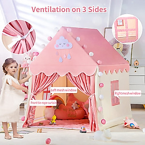 SISTICKER Kids Play Tents for Girls Large Fairy Playhouse for Kids Princess Castle Tent Gift Toys for Girl Toddler Children Play House (Pink) (Pink Tent)