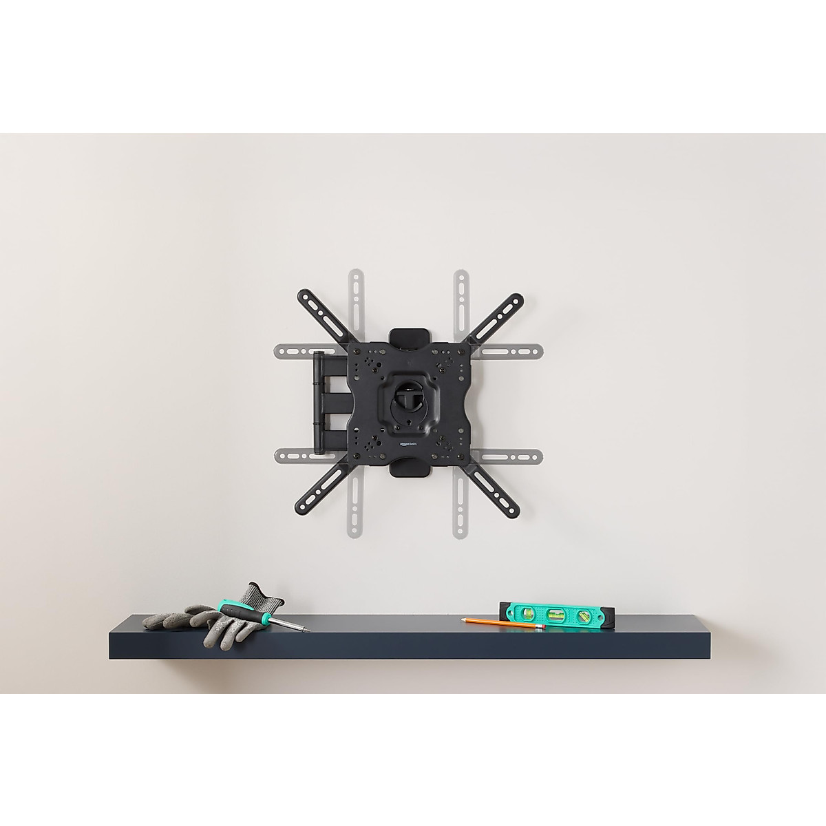 Amazon Basics Full Motion Articulating TV Monitor Wall Mount for 22-55 Inch TVs and Flat Panels up to 80 Lbs, Black