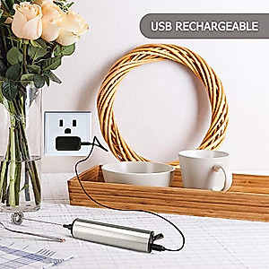 Milk Frother Rechargeable, Mathtoxyz Stainless Steel Milk Frothers Handheld Foam Maker Travel Kitchen Coffee Frother Wand for Coffee Lattes Cappuccino Matcha Hot Chocolate