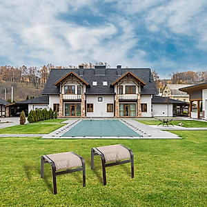 Deguifei Outdoor Patio Footstools Aluminum Outdoor Ottomans Footrest Small Seating Wicker Furniture Patio Ottoman 2 Pieces Brown