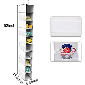 Libeder Hanging Shoe Organizer,10-Shelf Hanging Closet Organizers and Storage Shoes Organizer Shelves Hanging Shoe Rack Holder with 6 Mesh Side Pockets