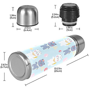 Stainless Steel Leather Vacuum Insulated Mug Cat Thermos Water Bottle for Hot and Cold Drinks Kids Adults 16 Oz