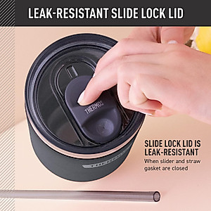 THERMOS Stainless Steel Cup Holder Mug - 40 Ounce, Granite - Insulated Tumbler with Lid and Straw, Plus Leak-Resistant Slide Lock