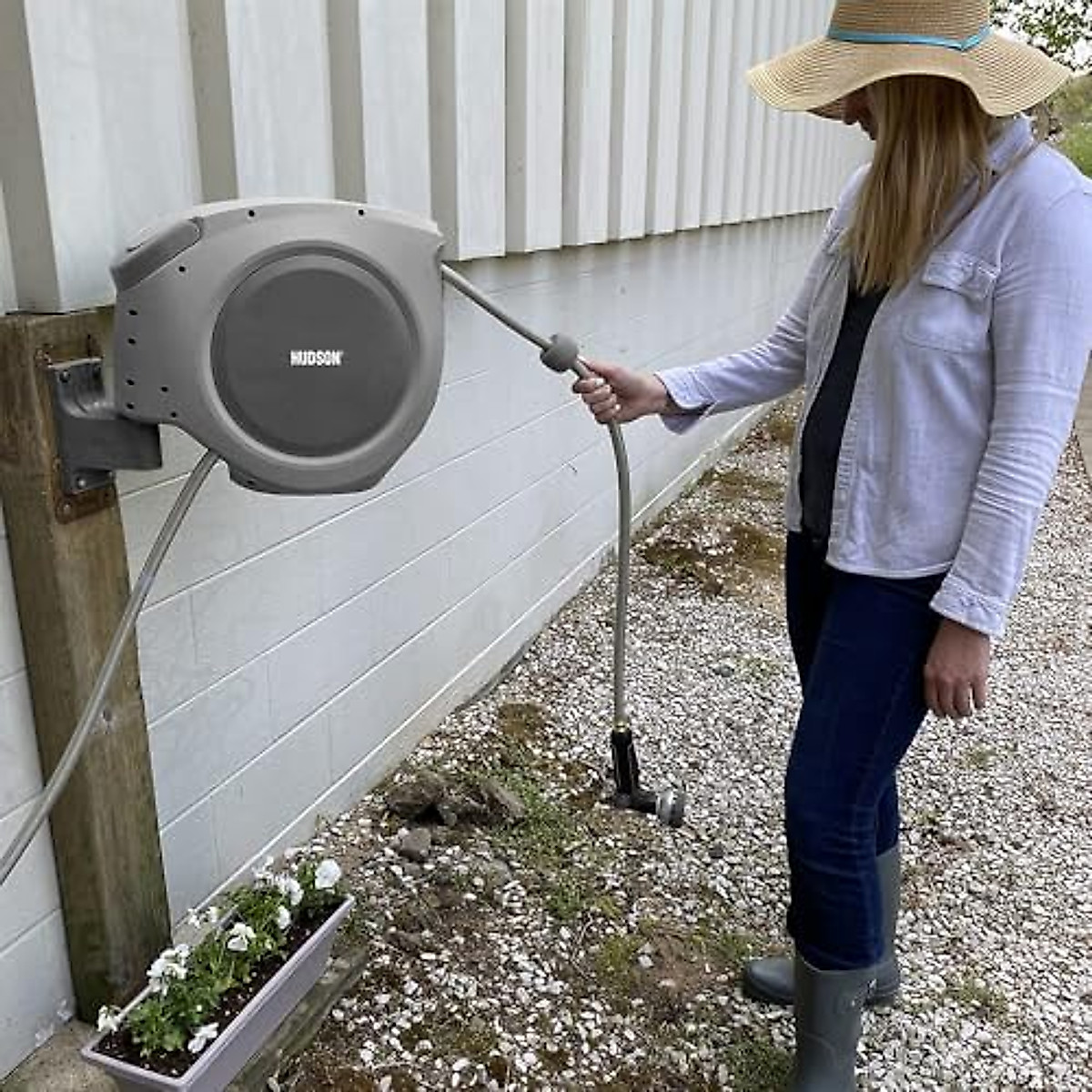 65ft Retractable Hose Reel Gray