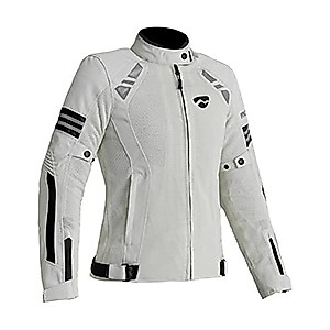 Women's Motorcycle Jacket Summer Breathable Motorbike Moto Jacket Riding Ladies Clothing with removable protective gear (White, XXXL)