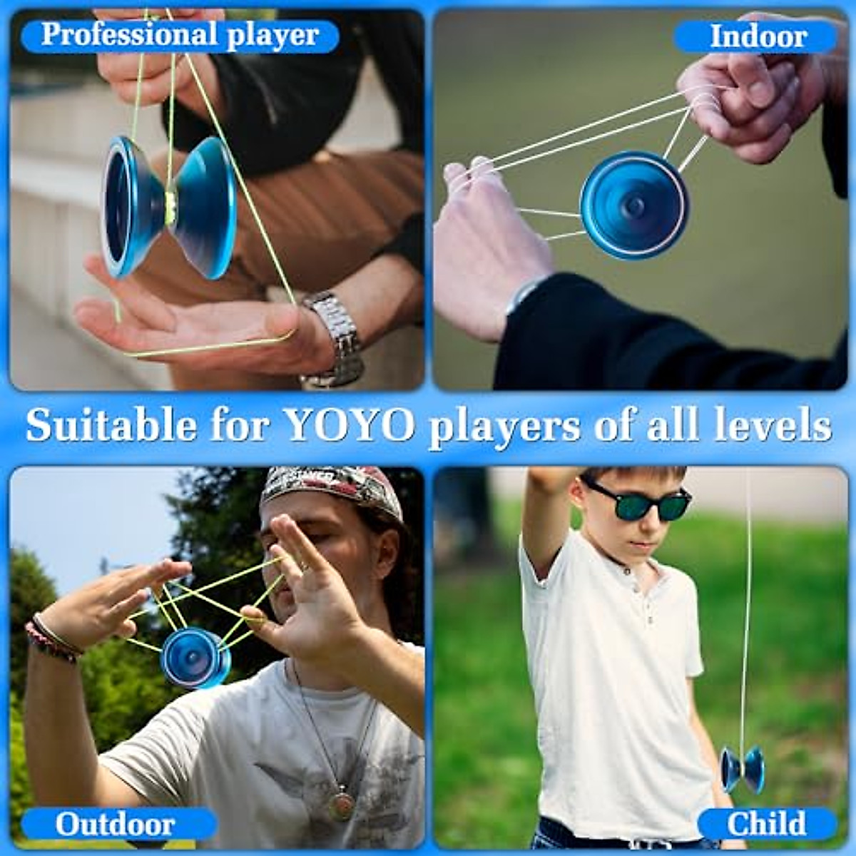WATIEOBOO Yoyo Professional,Metal Responsive Yoyo for Kids Beginners, Unresponsive Yoyo for Adults Intermediate-Advanced Players with Glove and 10 Replacement Yoyos Strings-Model WA-01