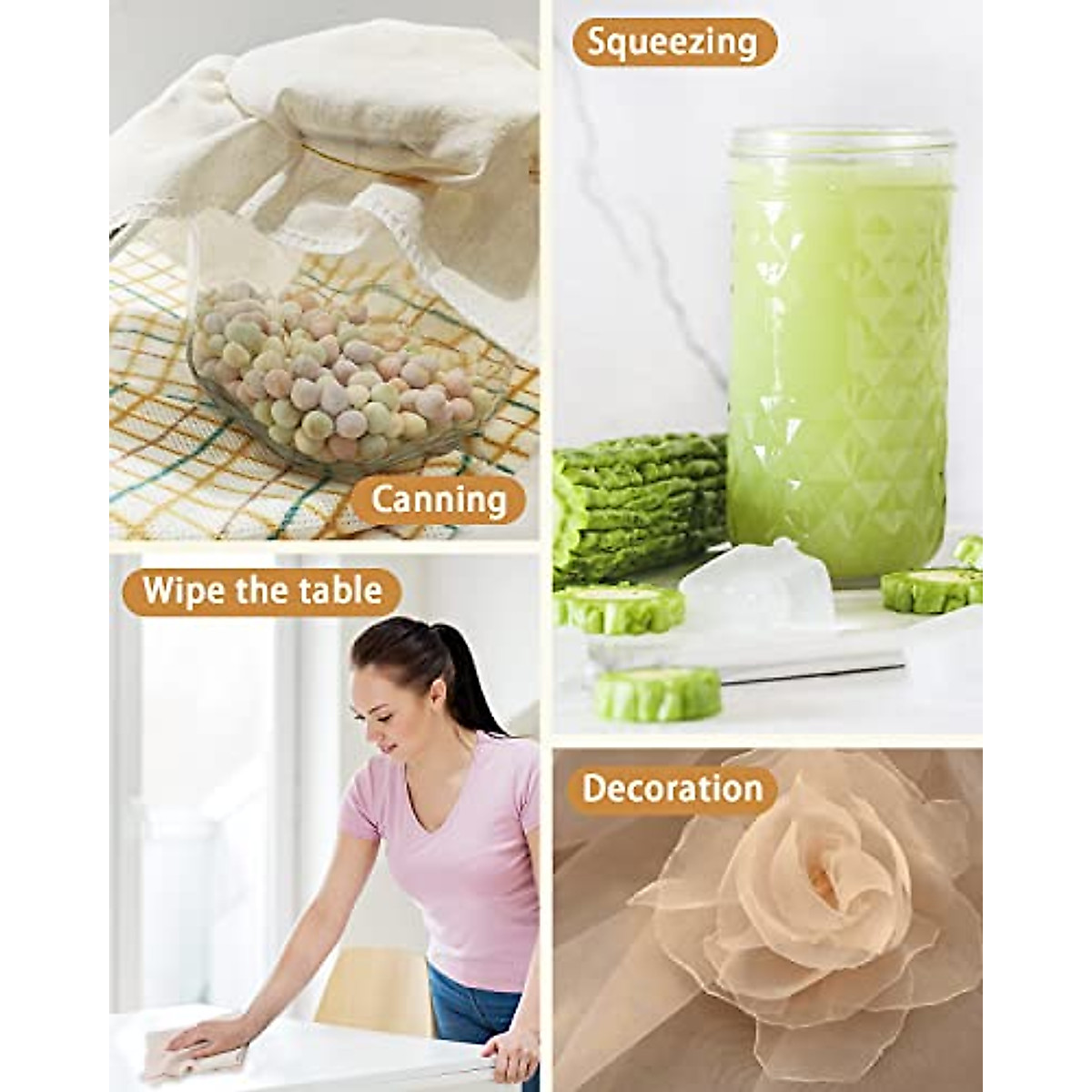 Grade 100 Hemmed Cheesecloth, 10 Pieces 100% Unbleached Cotton 20 x 20 Inches Cheese Cloths, Perfect for Straining, Filtering, Canning, Crafting, Covering and Polishing