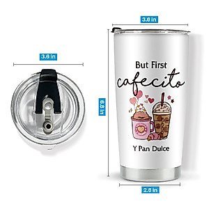 Country But First Cafecito Y Pan Dulce Rustic Coffee Stainless Steel Tumblers 20oz Pan Dulce Lover Gift Conchas Lover Gift Spanish Coffee and Conchas Pun Mama Baker Gifts