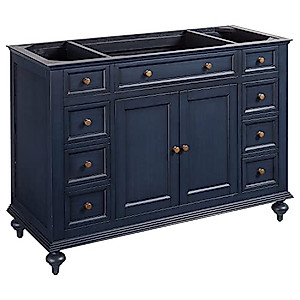 Signature Hardware 953301-48-RUMB-8 Keller 48" Free Standing Single Vanity Set with Mahogany Cabinet, Vanity Top, and Rectangular Undermount Vitreous China Sink - 8" Faucet Holes