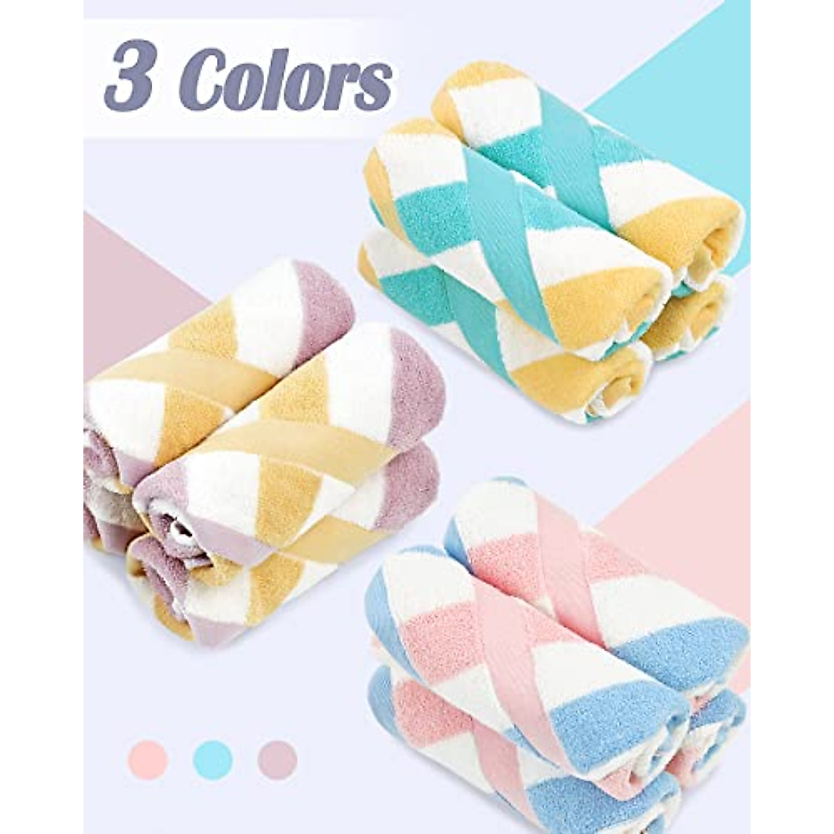 Striped Cotton Washcloths Small Towels Set, 12 Pack Bath Washcloths for Your Face and Body 13 x 13 Inches, Face Cloths for Washing Face, 3 Colors Wash Cloths Face Towels for Bathroom