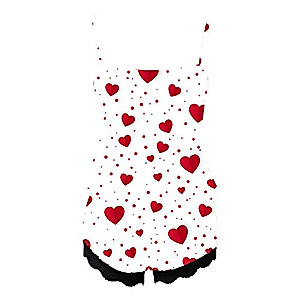 NOLDARES Lingerie for Women Lace Valentines Printed Sexy Lingerie for Women 2-Piece Pajamas Sleeveless Nightie Cami Sets
