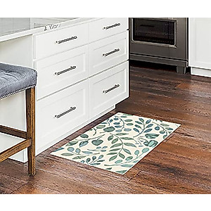 Studio M Floor Flair Woodsia - Cream Modern Greenery - 2 x 3 Ft Decorative Vinyl Rug - Non-Slip, Waterproof Floor Mat - Easy to Clean, Ultra Low Profile - Printed in The USA