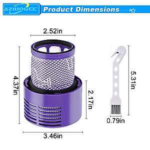 Replacement V10 Filters for Dyson V10 Cyclone Series, V10 Absolute, V10 Animal, V10 Total Clean, SV12,Part No. 969082-01, Purple (1)