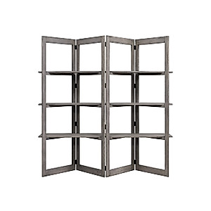 Martin Furniture Woodford Solid Wood Bookcase, Storage Space, Living Room Divider, Book Shelves, Gray