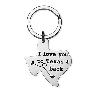 I Love You to Texas and Back Keychain Boyfriend Girlfriend Long Distance Relationship Gift Going Away Gifts Friendship (Keychain)