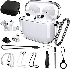 13in1 Clear Case for AirPods 3 Case Cover Accessories Set Kit, TPU Soft Silicone Protective Case for AirPods 3rd Generation Case with Keychain Compatible with Apple Air Pod 3 Gen Case Transparent