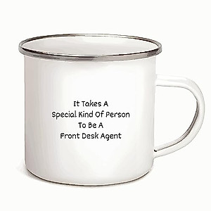Special Person Gift for Front Desk Agent Receptionist Coworker Humor 12oz Enamel Silver Mug