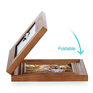 Tamolus 4x6 Double Hinged Picture Frame Folding Photo Frame Vertical and Horizontal in Distressed Farmhouse Wood Grain Pine Wood with Real Glass for Tabletop X5-MU-SH46