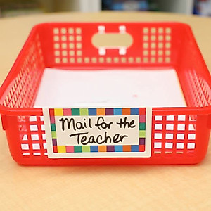 Really Good Stuff 6PK Plastic Desktop Paper Storage Basket for Classroom or Home–14”x10” Plastic Mesh Basket-Secure Papers Crease-Free–Grouping for 6