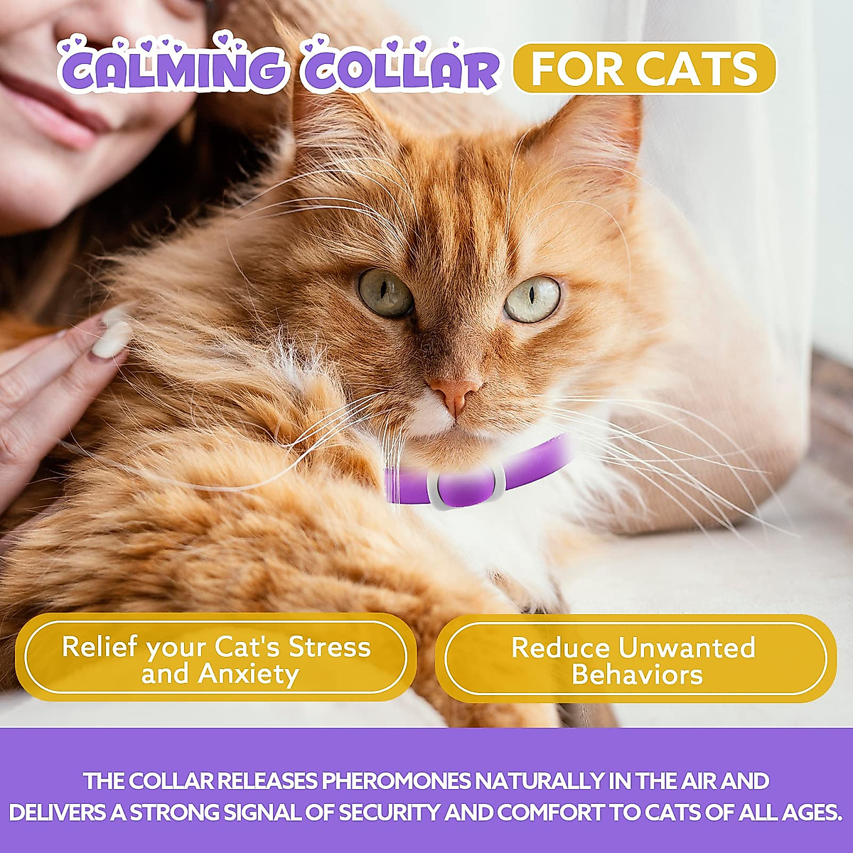 FRDUGA Calming Collar for Cats, Cat Calming Collar, All New Calming Pheromone Collar for Cats, Cat Pheromone Collar, Cat Calming Collar for Anxiety, Efficient Relieve Anxiety and Stress(4 Pcs)