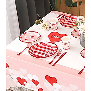 Winoo Design Valentines Tablecloth Disposable - 1PK - Valentines Day Tablecloth Rectangle 54x108 Inches Valentines Day Table Cloth Table Cover Valentine's DAR Party Decorations Party Supplies