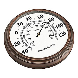 WiHoo 15" Steel Enclosure Indoor/Outdoor Wall Thermometer Decorative for Patio Garden,Porch,Kitchen,Bed Room,Living Room,Office Room
