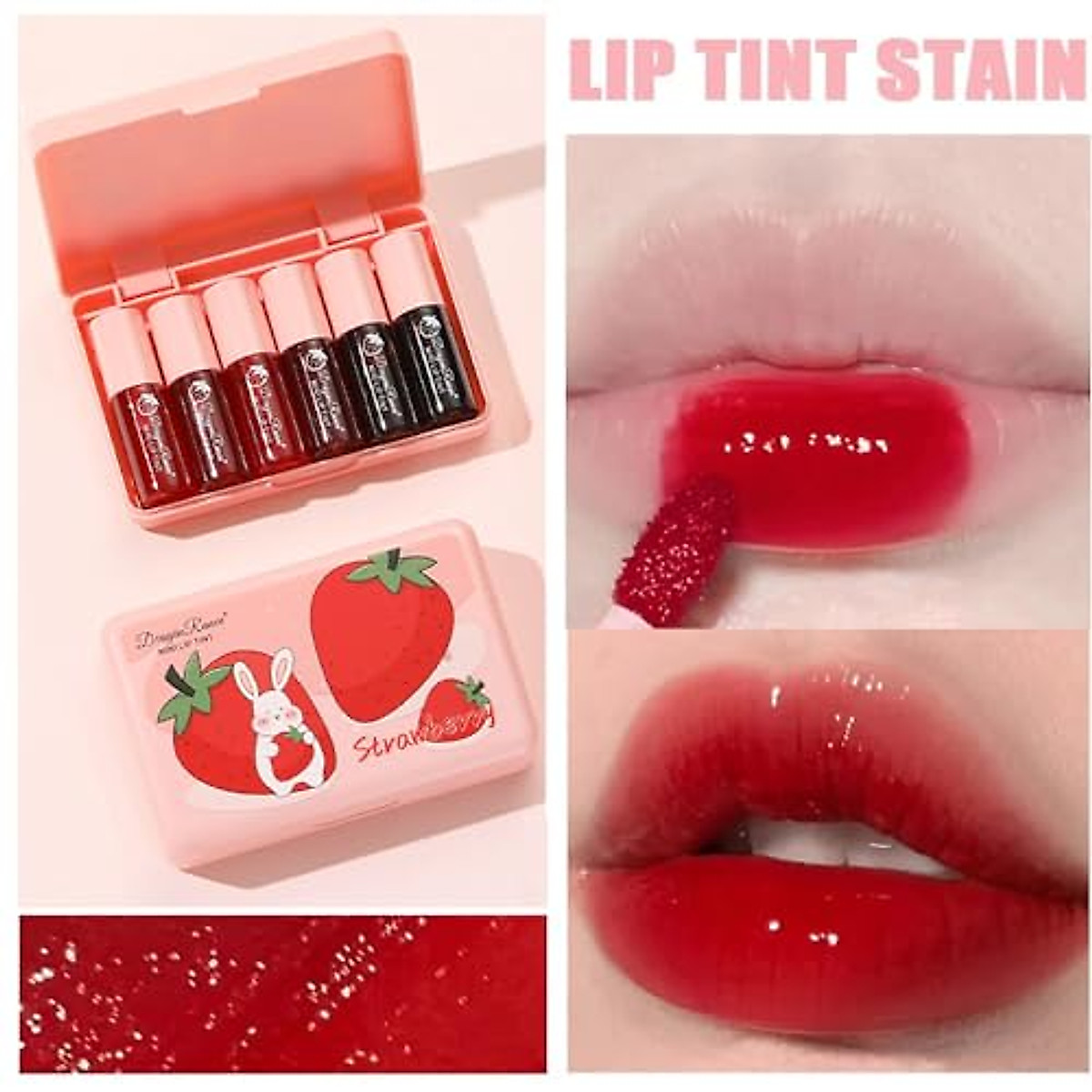 ZARICS 6 Colors Lip Tint Stain Set, Korean Lip Gloss Matte Velvet Lip Stain Plumping Mini Liquid Lipstick, Multi-use Lip and Cheek Tint, Non-Stick Cup, Long lasting Waterproof Lip Tint Makeup