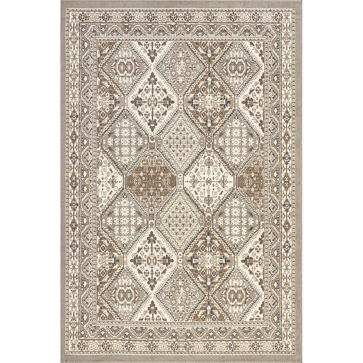 nuLOOM 5x8 Becca Traditional Tiled Area Rug, Taupe, Faded Transitional Design, Stain Resistant, For Bedroom, Dining Room, Living Room, Hallway, Office, Kitchen, Entryway