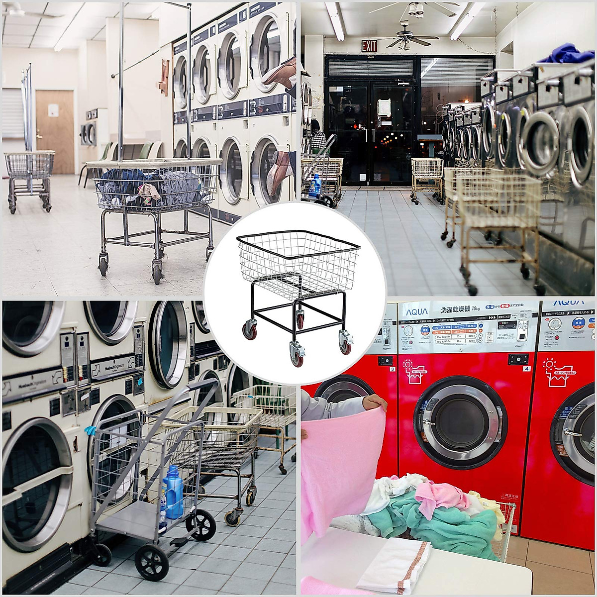 VEVOR Wire Laundry Cart 2.2 Bushel, Wire Laundry Basket With Wheels 20''x15.7''x26'', Commercial Wire Laundry Basket Cart, Galvanized Steel Frame with 5'' Casters, Wire Basket Cart for Laundry