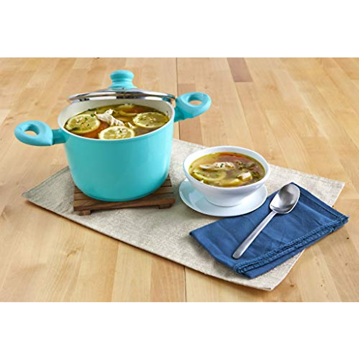 IMUSA USA IMU-30055 Stock Pot, 6.5Qt, Teal