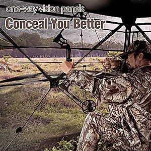 MOFEEZ Hunting Blind, 270°Shoot Through Mesh with Silent Sliding Window, 2-3 Person Ground Deer Stand Pop Up Tent with Portable Bag and Tent Stakes (Camo, 58 "Lx58 Wx66 H)