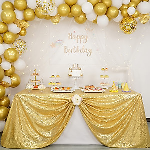 Trlyc 55"X55" Seamless Gold Sequin Tablecloth Sparkly Shimmer Decoraiton Tablecloth Overlay for Weeding Party
