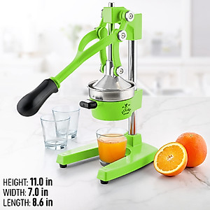 Zulay Kitchen Cast-Iron Orange Juice Squeezer - Heavy-Duty, Easy-to-Clean, Professional Citrus Juicer - Durable Stainless Steel Lemon Squeezer - Manual Citrus Press & Orange Squeezer (Light Green)