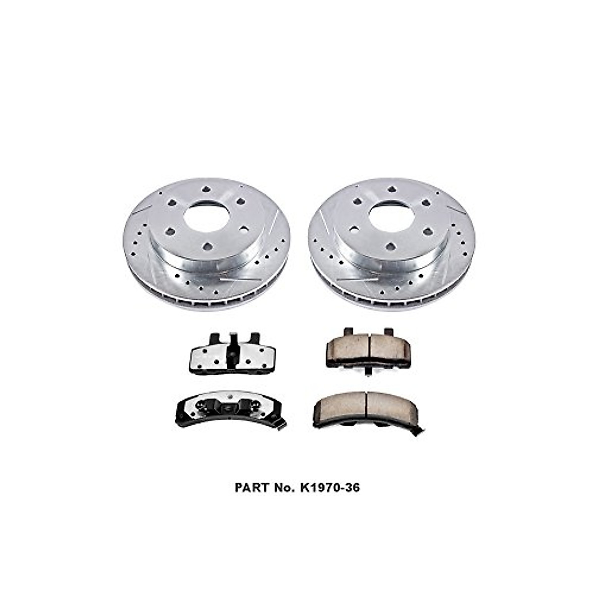 Power Stop K1970-36 Front Z36 Truck & Tow Brake Kit, Carbon Fiber Ceramic Brake Pads with Drilled and Slotted Brake Rotors For Chevy K1500 2500 Tahoe Yukon 4WD 4X4 6Lug