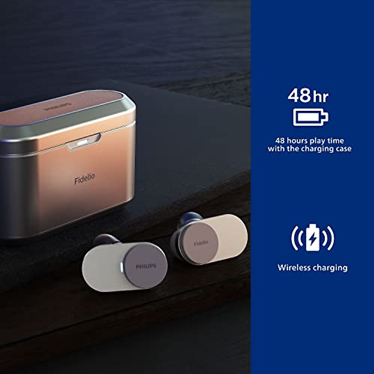 PHILIPS Fidelio T1 True Wireless Headphones with Active Noise Canceling Pro+, Audiophile Quality, White