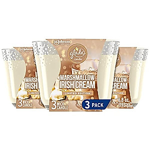 Glade Candle Marshmallow Irish Cream, Fragrance Candle Infused with Essential Oils, Air Freshener Candle, 3-Wick Candle, 6.8 Oz, 3 Count