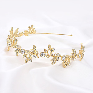 Ammei Headpiece Crystal Headband Bridal Tiara Flower Shape Women's Headpiece Metal Rhinestone Headbands For Girls