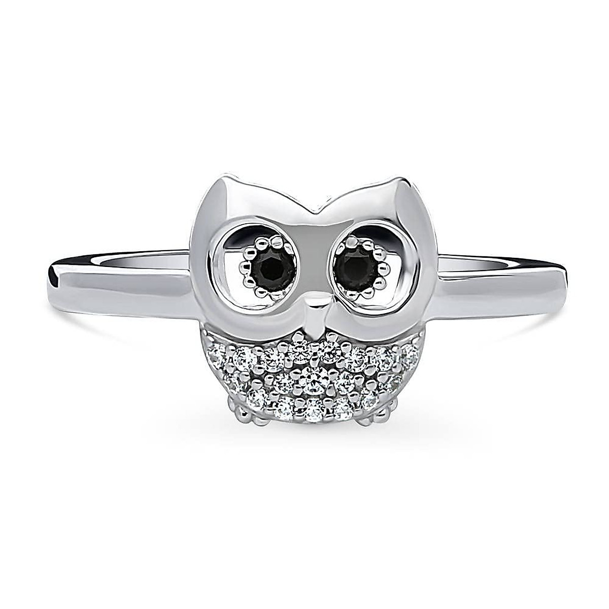 BERRICLE Sterling Silver Owl Cubic Zirconia CZ Fashion Ring for Women, Rhodium Plated Size 5