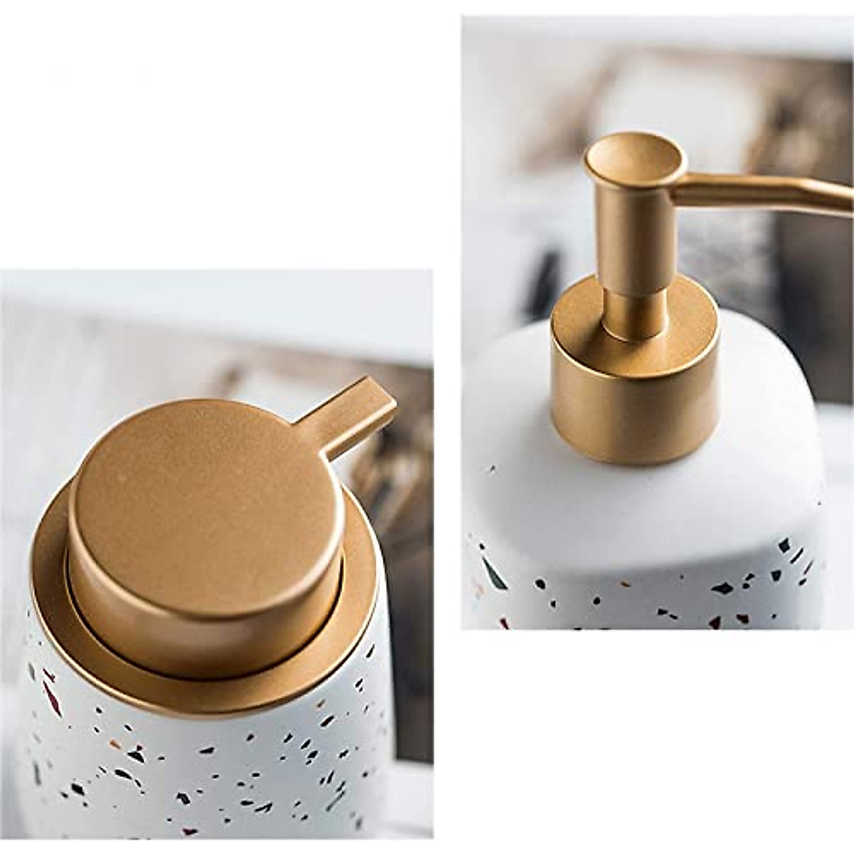 Soap Dispensers Soap Dispenser Durable Lotion Dispenser Ceramic Liquid Soap Dispenser with Electroplating Golden Pump for Bathroom Countertop