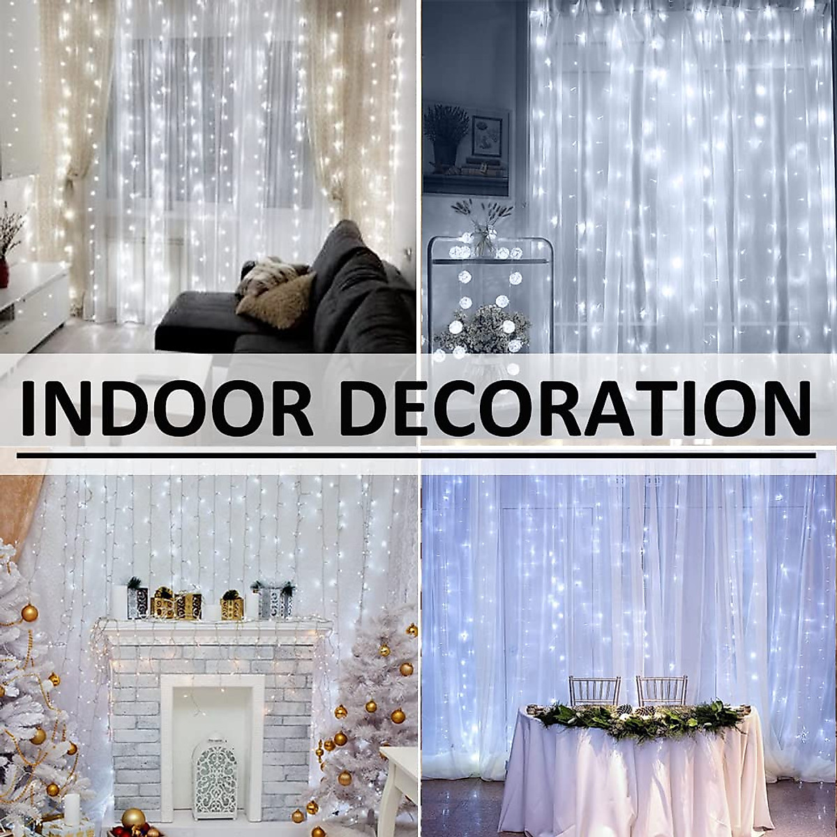 Solhice LED Curtain Lights Outdoor 30ft x10ft White, 720 LEDs 8 Modes Plug in Window Christmas String Lights Indoor, Twinkle Lights for Patio Wedding Party Yard Decor (Not Connectable)